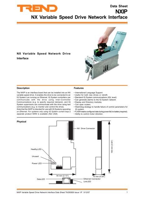 NXIP Data Sheet - Trend Controls