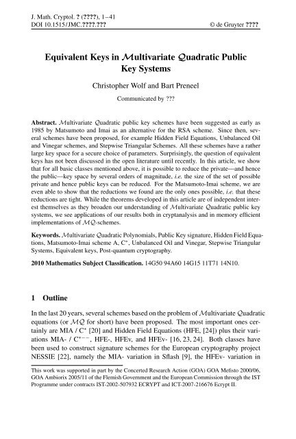 Equivalent Keys In Multivariate Quadratic Public Key Systems