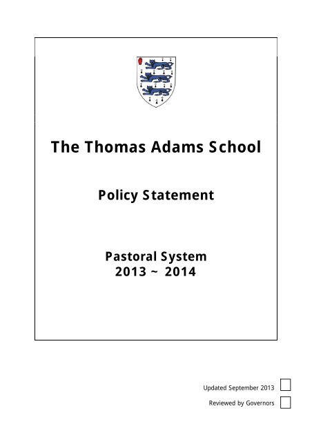 Pastoral System - Thomas Adams School