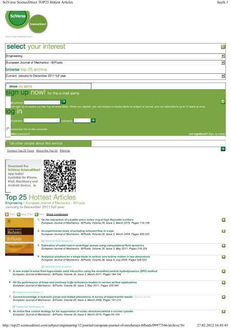 SciVerse ScienceDirect TOP25 Hottest Articles