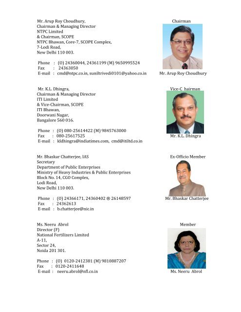 Mr. Arup Roy Choudhury, Chairman Chairman & Managing ... - scope