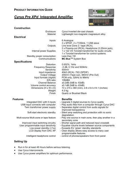 Cyrus pre xp d preamplifier schematics
