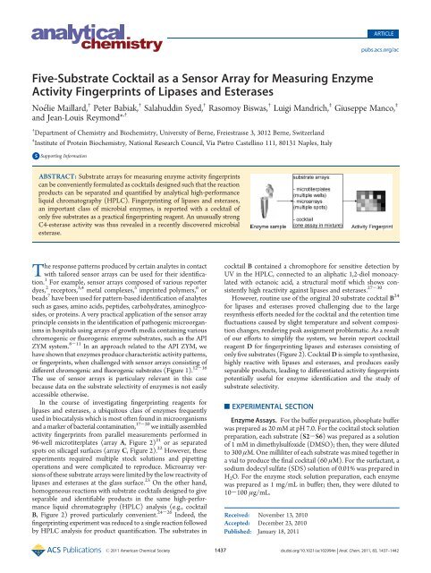 Five-Substrate Cocktail as a Sensor Array for Measuring Enzyme ...