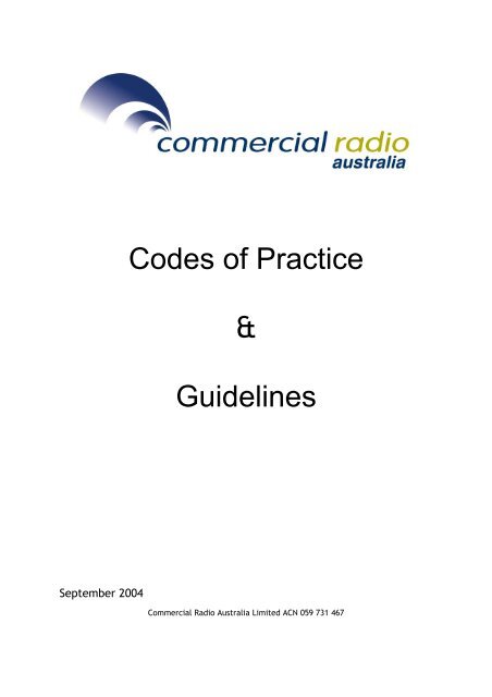 Codes of Practice & Guidelines - Commercial Radio Australia
