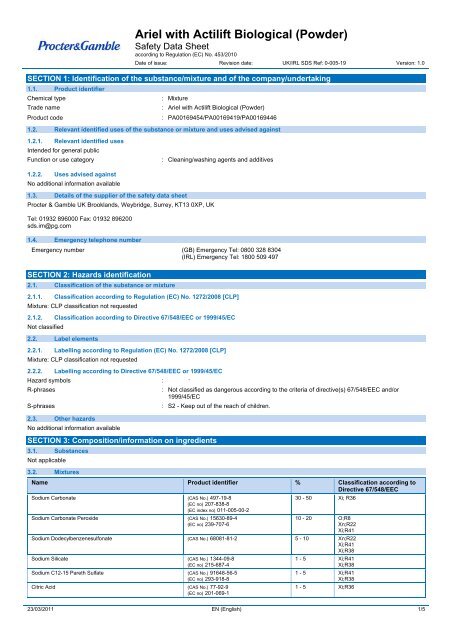 Ariel with Actilift Biological (Powder)