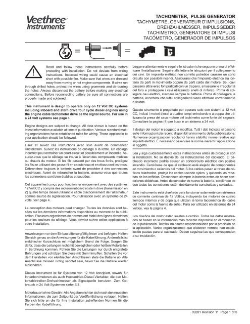 tachometer, pulse generator tachymetre, generateur d'impulsions ...