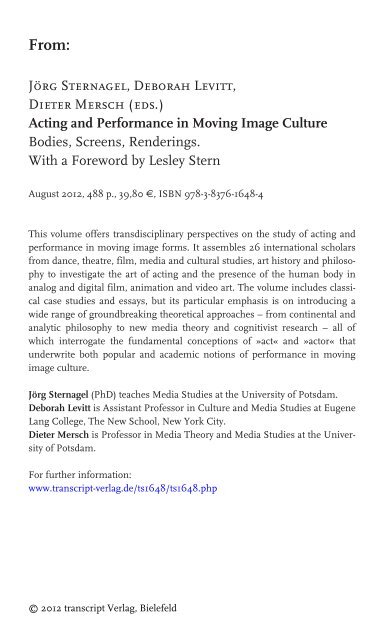Jörg Sternagel, Deborah Levitt, Dieter Mersch (eds.) Acting and ...