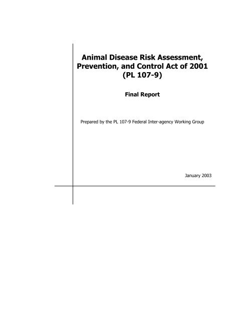 Animal Disease Risk Assessment, Prevention, and Control Act of ...