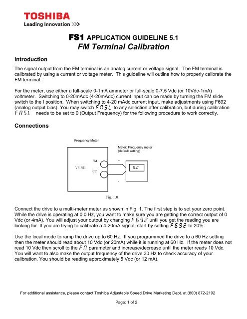 APPLICATION GUIDELINE 5.1 FM Terminal Calibration - Toshiba
