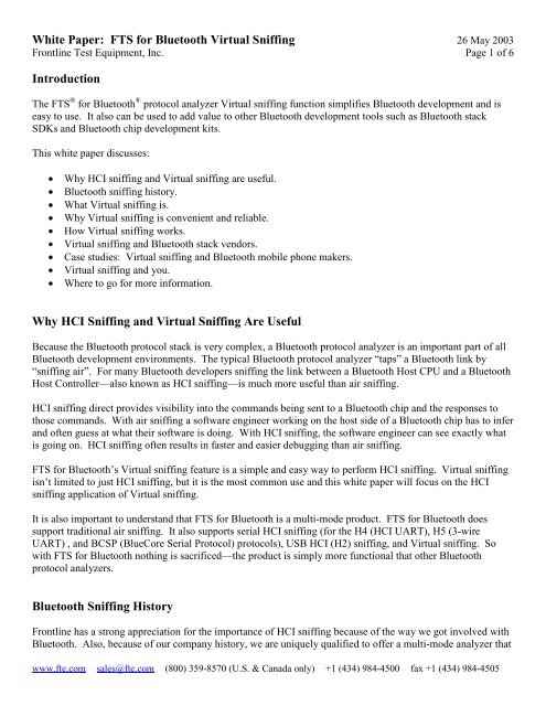 White Paper - Frontline Test Equipment