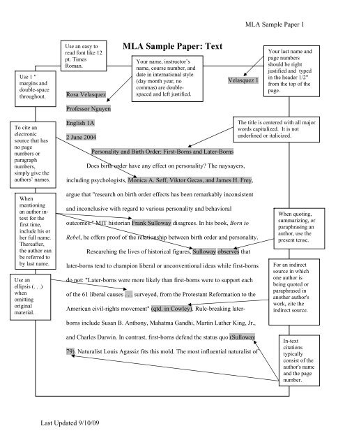 MLA Sample Paper: Text - Writingintheie.info