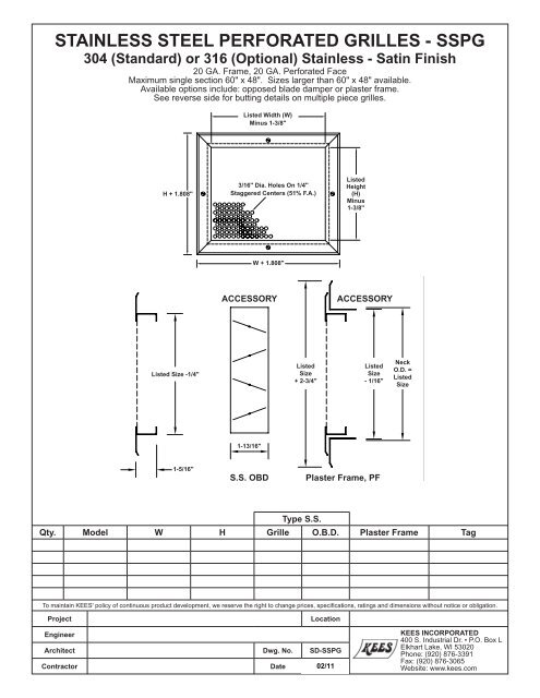 STAINLESS STEEL PERFORATED GRILLES - SSPG