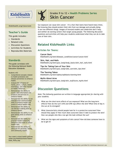 Skin Cancer - KidsHealth in the Classroom