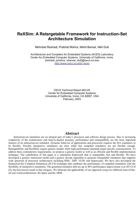 A Retargetable Framework for Instruction-Set Architecture ... - CECS