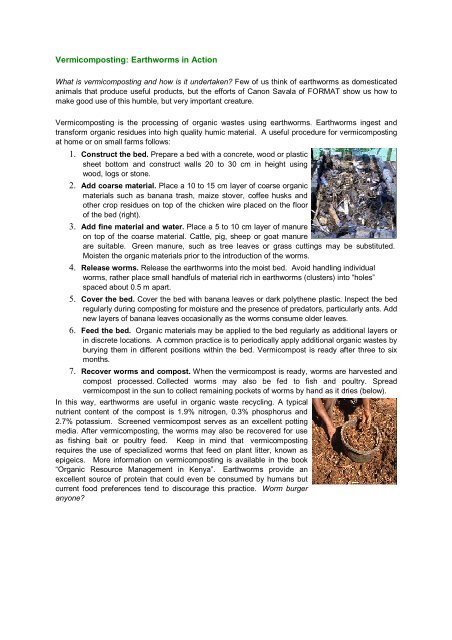 Vermicomposting kenya - Infonet-Biovision