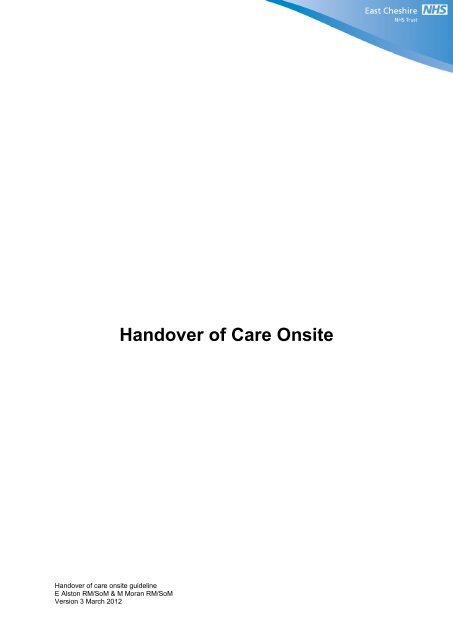 Maternity Handover of Care 1749.pdf - East Cheshire NHS Trust