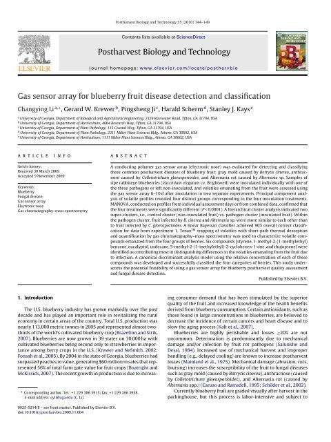 Postharvest Biology and Technology Gas sensor array for blueberry ...