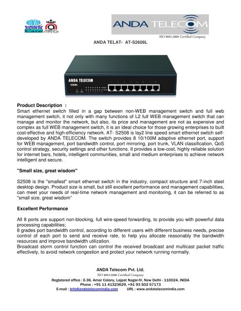 AT S2608L - ANDA TELECOM INDIA