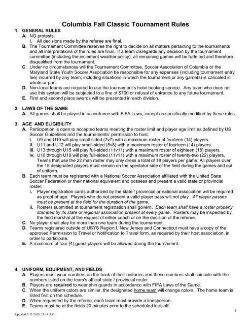OBGC Capital Cup Rules - Elite Soccer Tournaments