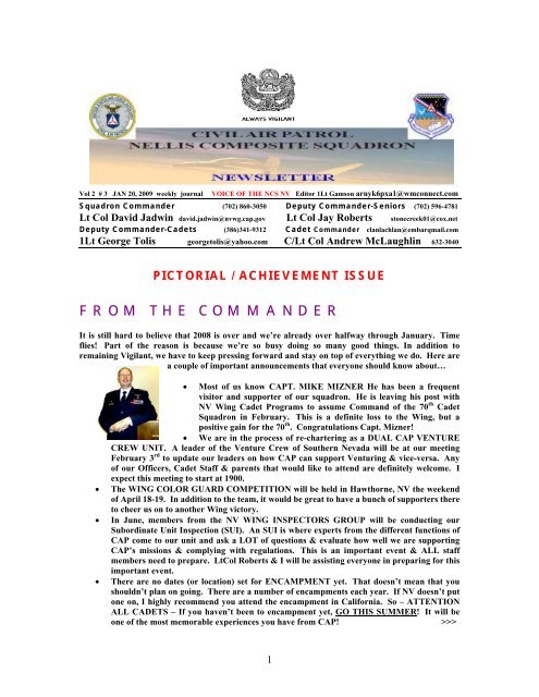 FROM THE COMMANDER - Nevada Wing - Civil Air Patrol