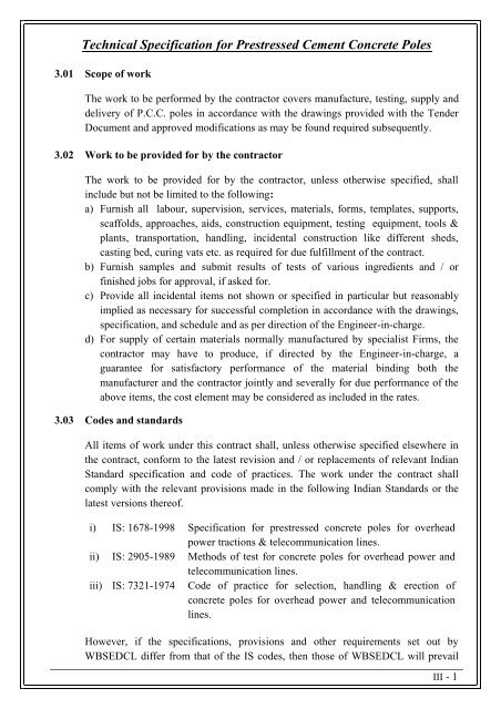 Technical Specification for Prestressed Cement ... - WBSEDCL