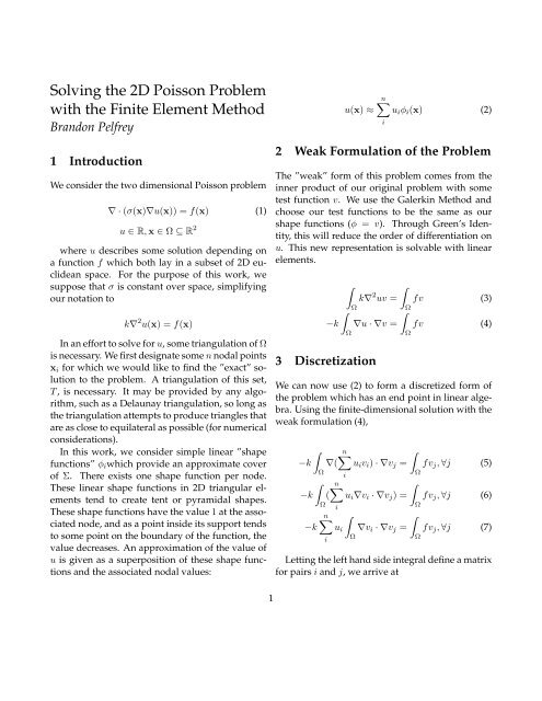 Solving The 2d Poisson Problem With The Finite Element Method