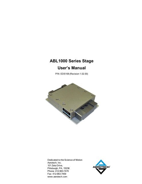 ABL1000 Series Stage User's Manual - Motion Control Clearance ...