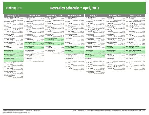 RetroPlex Schedule - April, 2011 - Starz