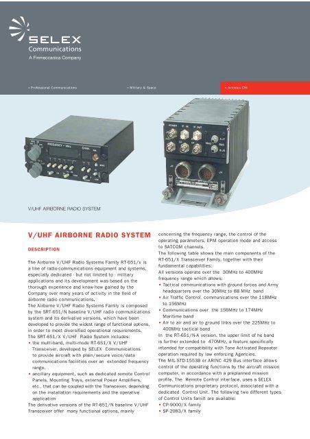 V/UHF AIRBORNE RADIO SYSTEM