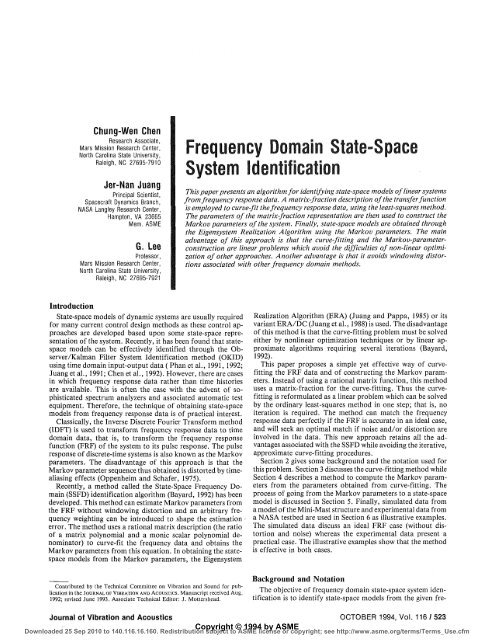 Frequency Domain State-Space System Identification