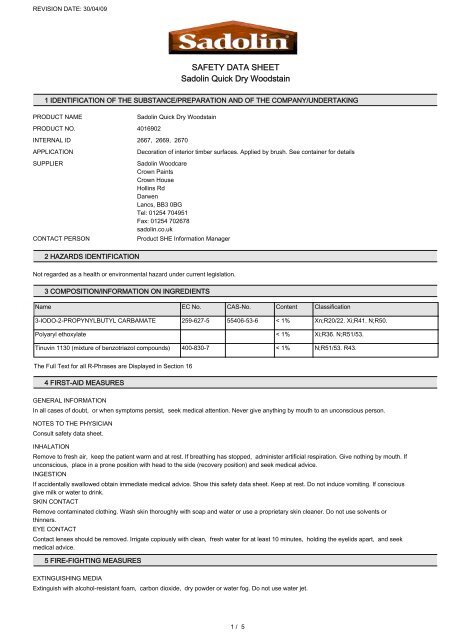 854056 COSHH Datasheet (PDF) - Travis Perkins
