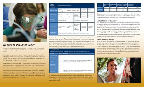 Whole Person Assessment brochure - Oral Roberts University