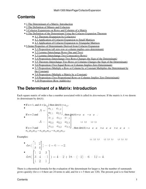 Determinants By Cofactor Expansion