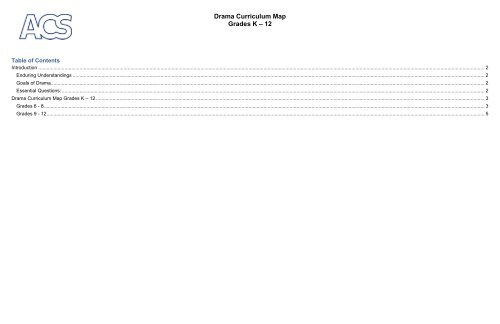 Drama Curriculum Map Grades K â 12 - Abbotsford Christian School