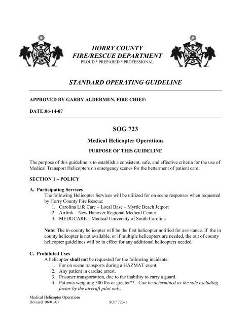 horry county fire/rescue department standard operating guideline ...