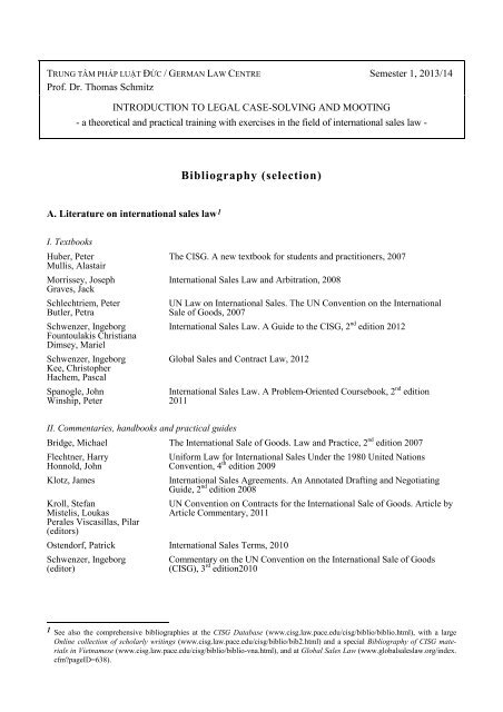 Bibliography (selection) - Prof. Dr. Thomas Schmitz