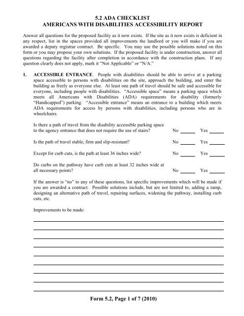 5.2 ADA Checklist