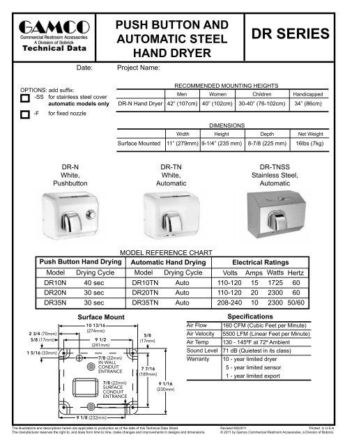 Technical Data Sheet - Gamco