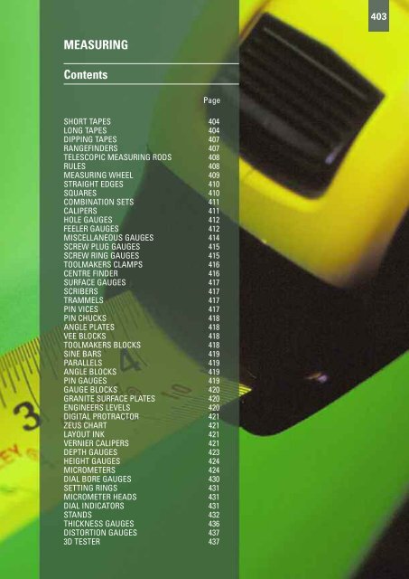 MEASURING Contents - Gibb Tools