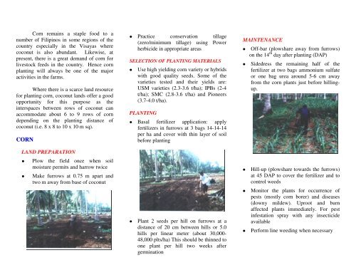 Coconut + Corn Intercropping - Philippine Coconut Authority