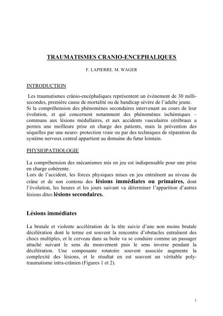 Les traumatismes crânio-encéphaliques