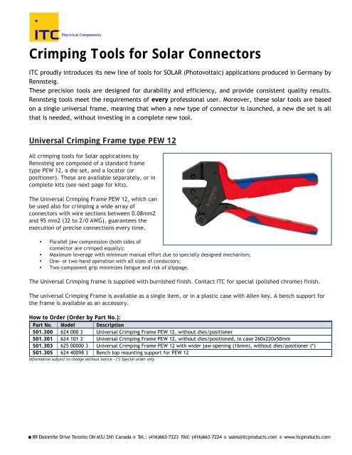 Crimping Tools for Solar Connectors