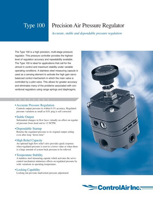 Type-100 Precision Air Pressure Regulator Spec ... - ControlAir Inc.