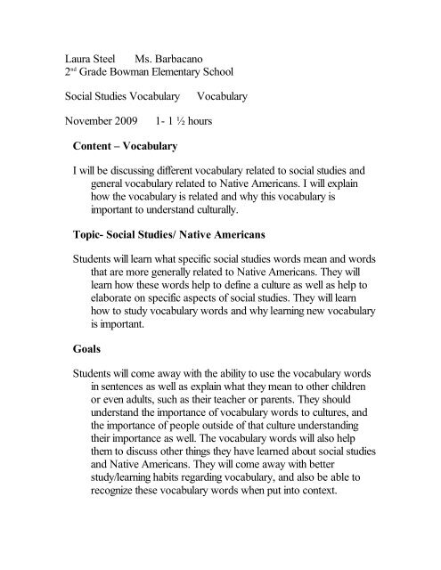 Who were the Native Americans Lesson Plan - ED101