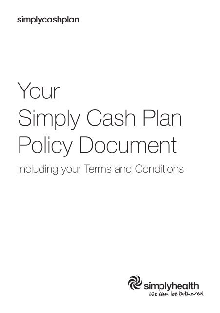 Your Simply Cash Plan Policy Document - Simplyhealth