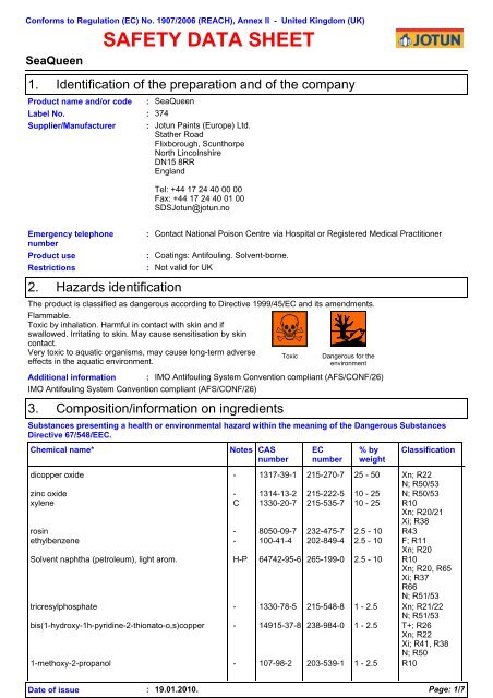 safety data sheet - Jotun Marine Paint-Jotun Boat Paint & Antifouling safety data sheet - Jotun Marine Paint-Jotun Boat Paint & Antifouling