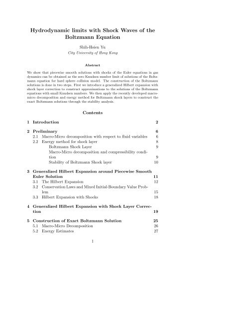 Hydrodynamic Limits With Shock Waves Of The Boltzmann Equation