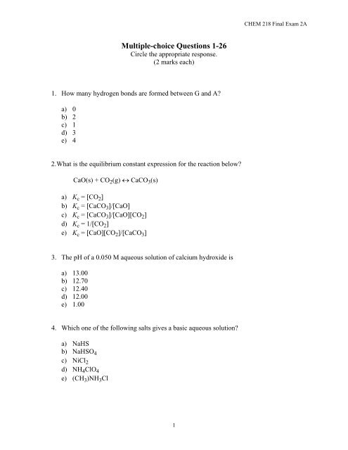 Multiple-choice Questions 1-26