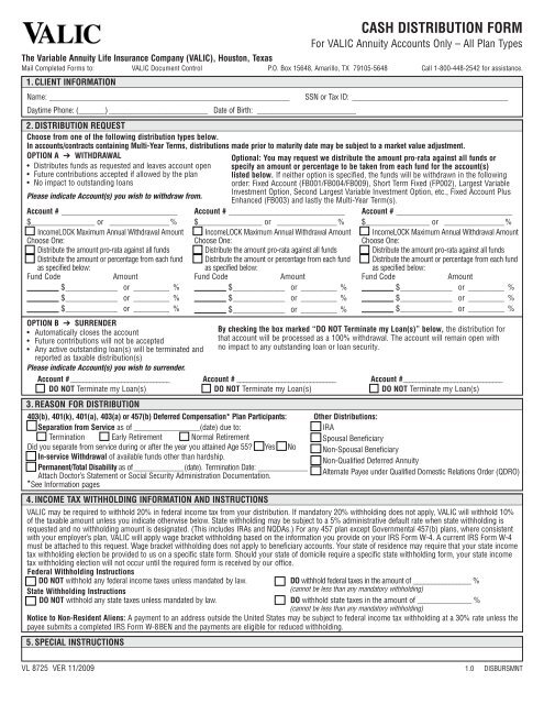 Cash Distribution Form - Preceptwm.com