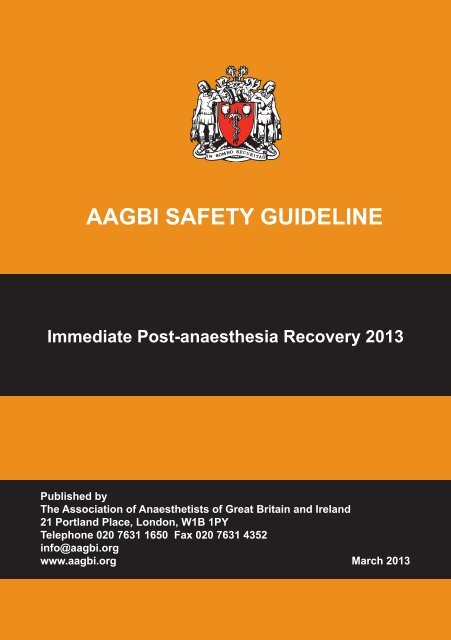 Immediate Post-anaesthesia Recovery 2013 - aagbi